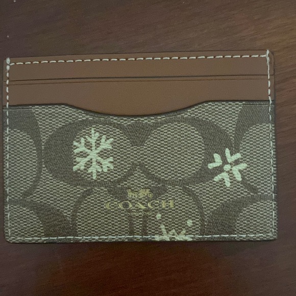 Coach | Bags | Coach Mini Wallet Brown With Cs And White Snow Flakes ...